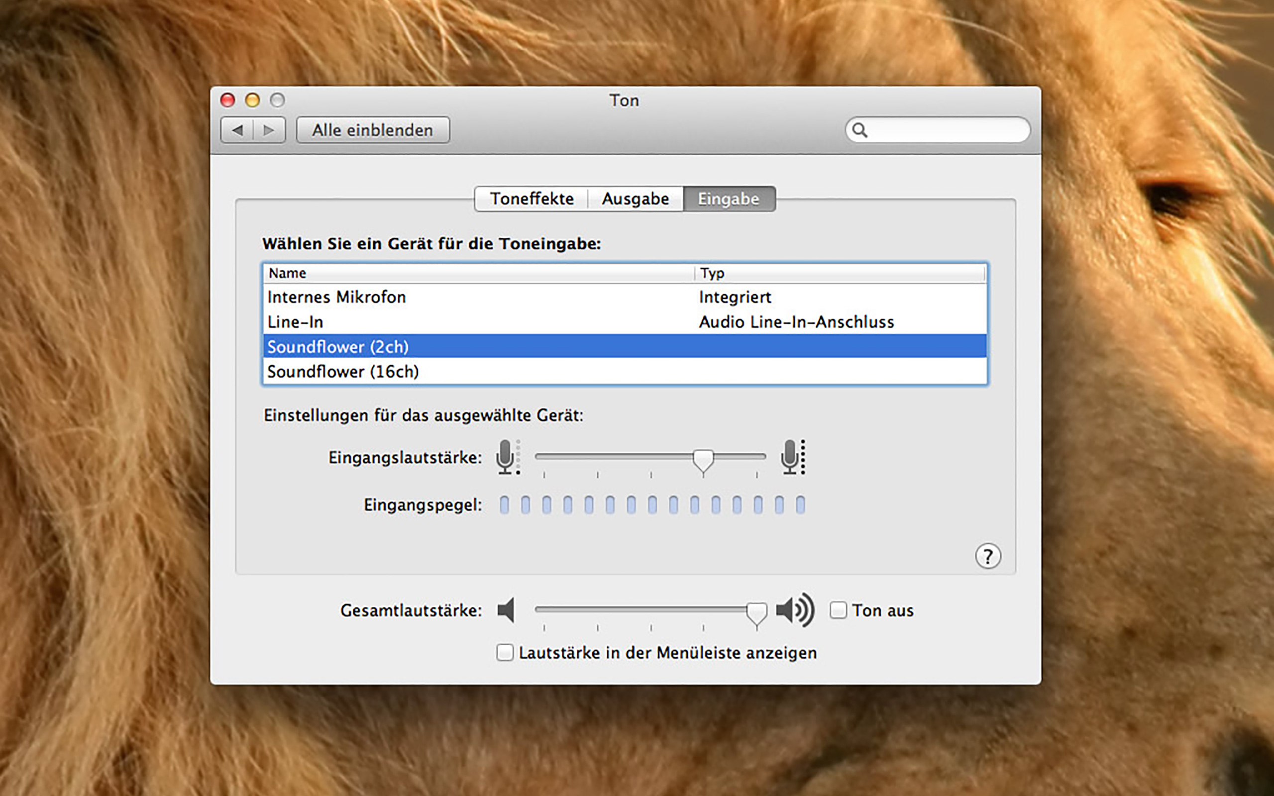 Soundflower: Line Out-Aufnahme unter Mac OS X